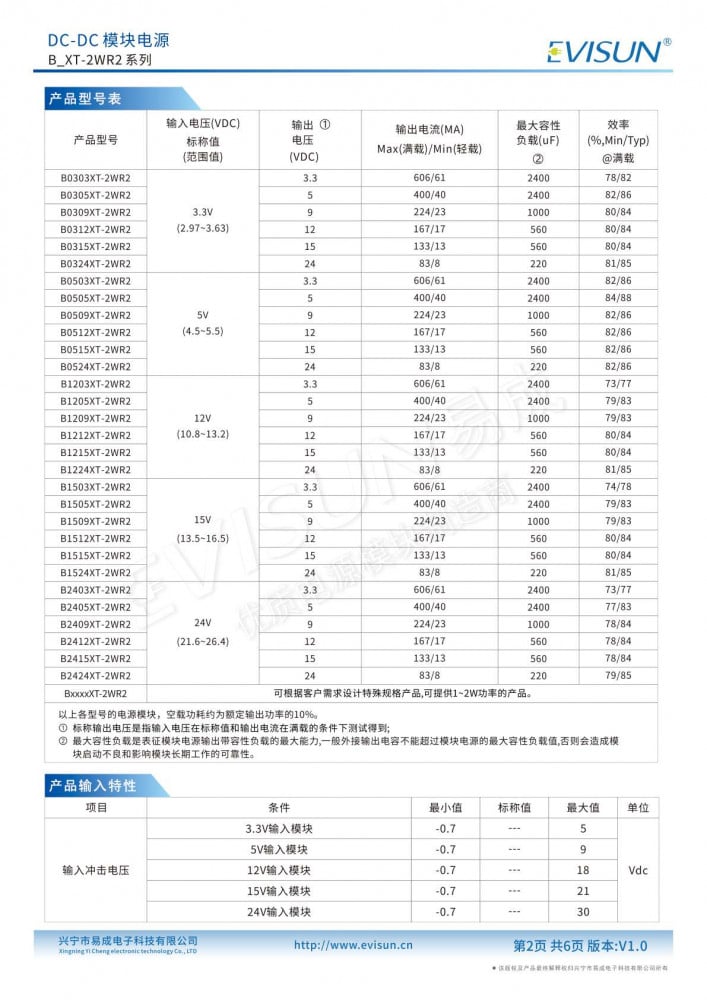 EVISUN B0503XT-2WR2 datasheet page 2