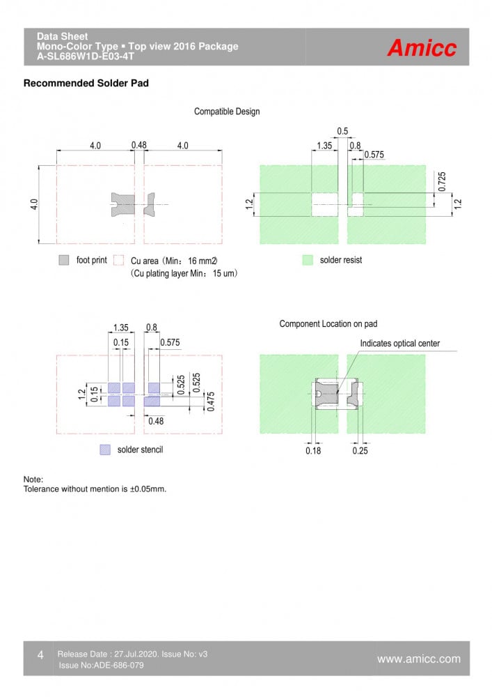 A-SL686W1D-E03-4T solder footprint