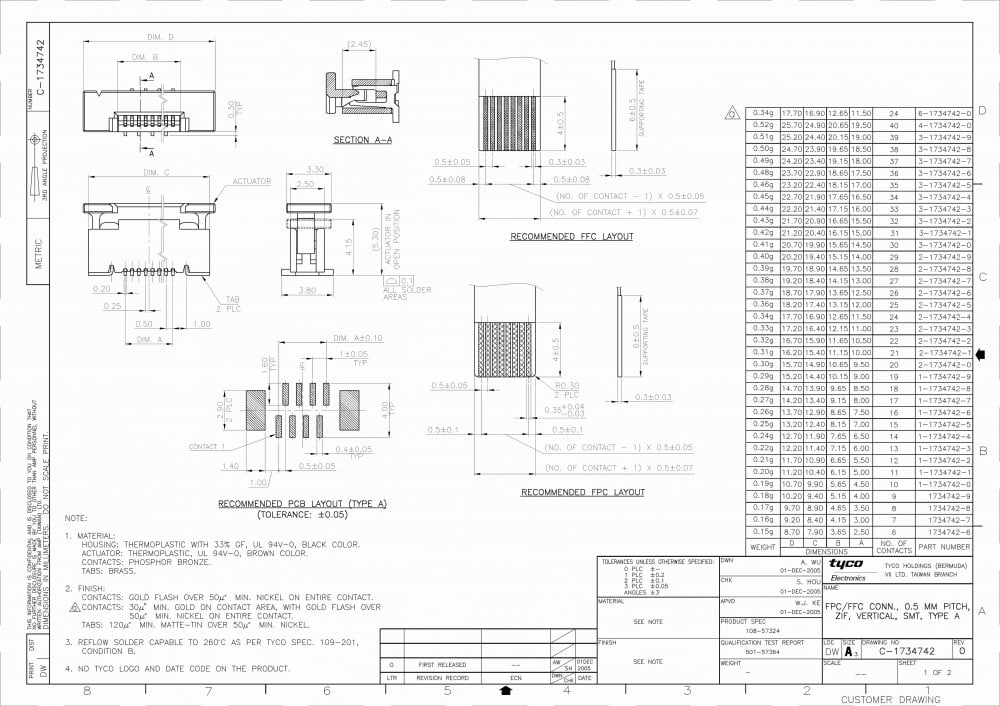 TE Connectivity 3-1734742-0 customer drawing page 1