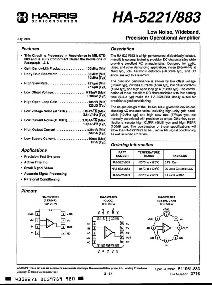HA7-5221/R datasheet page 2