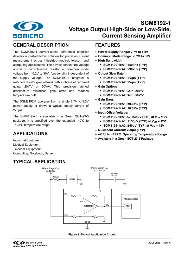 SGM8192-1 datasheet page 1