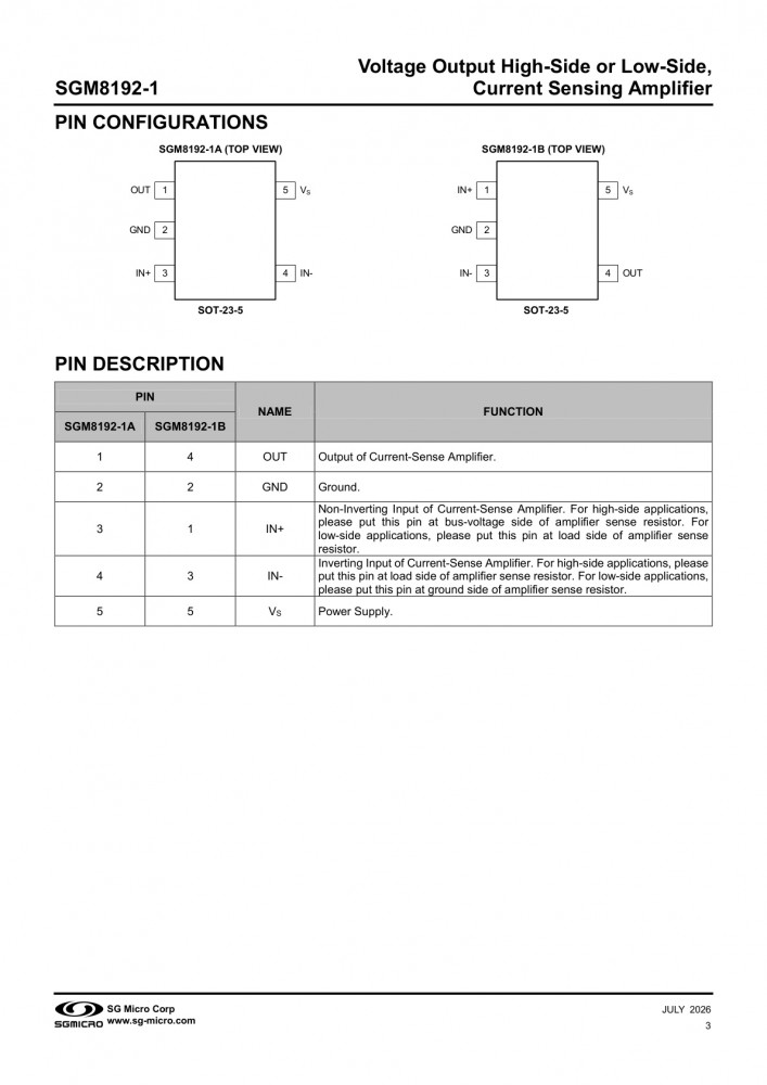 SGM8192-1 datasheet page 3