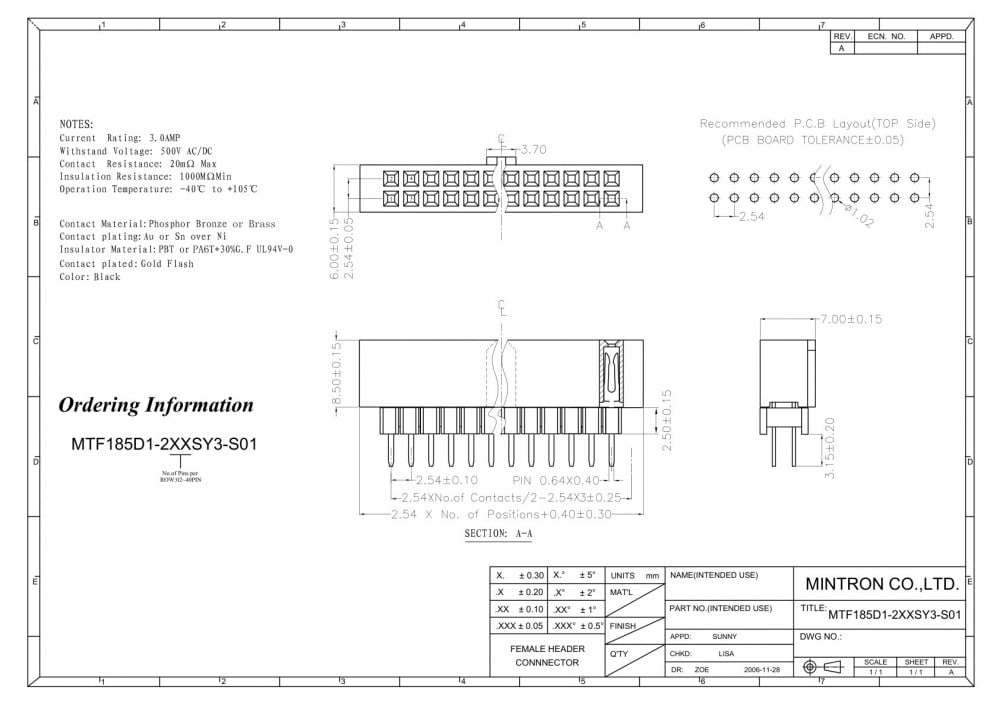 MTF185D1-205SY3-S01 technical document preview