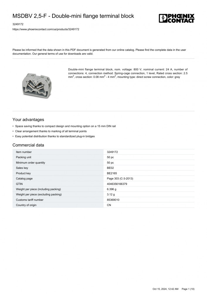 Phoenix Contact 3249172 technical document page 1
