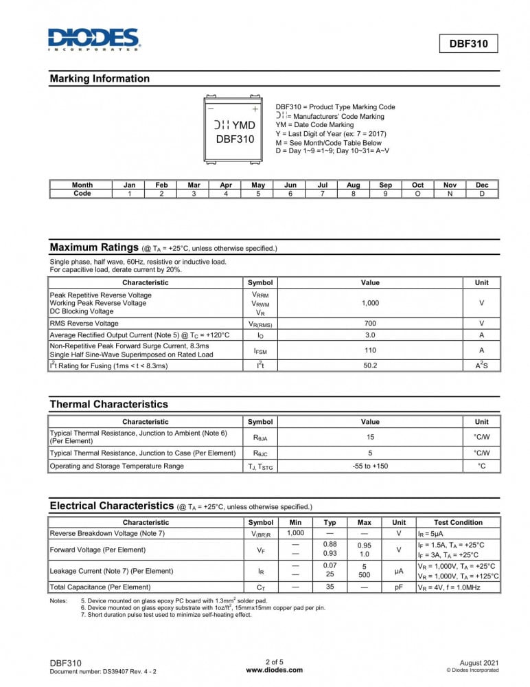 DBF310-13 datasheet page 2