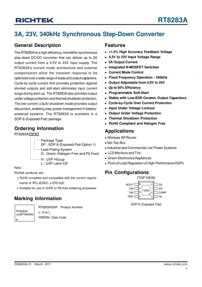RT8283A datasheet page 1