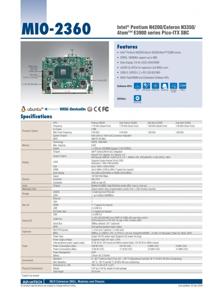 MIO-2360 technical document page 1