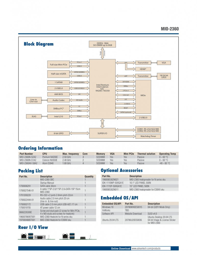 MIO-2360 technical document page 2