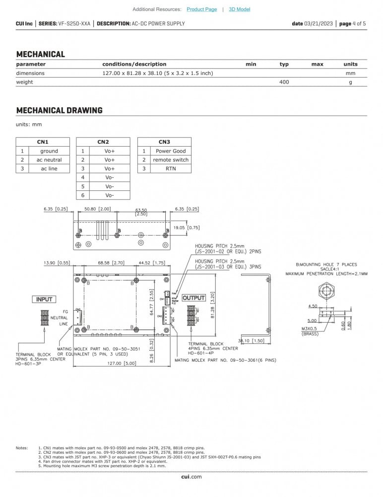 VF-S250-12A datasheet page 4