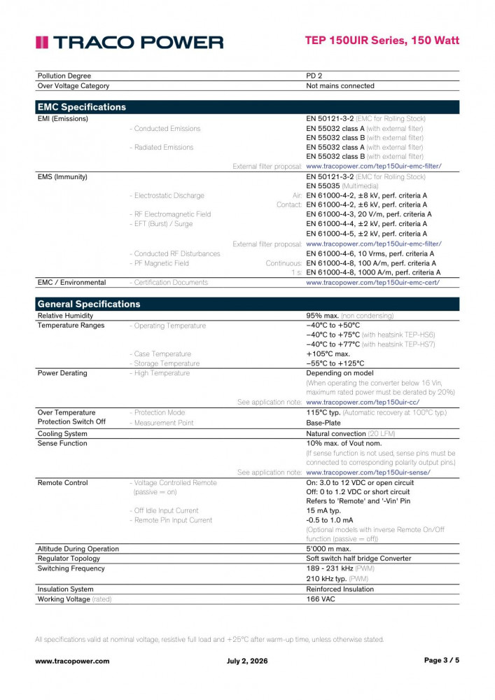 TEP 150UIR technical document page 3