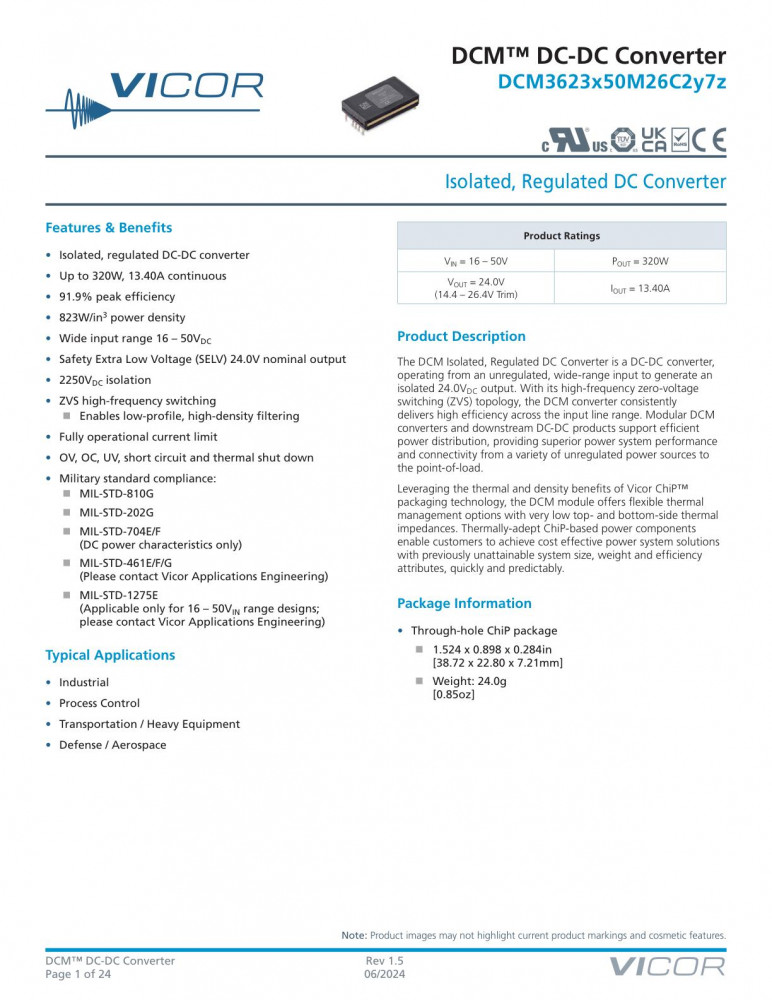DCM3623T50M26C2M70 technical document page 1