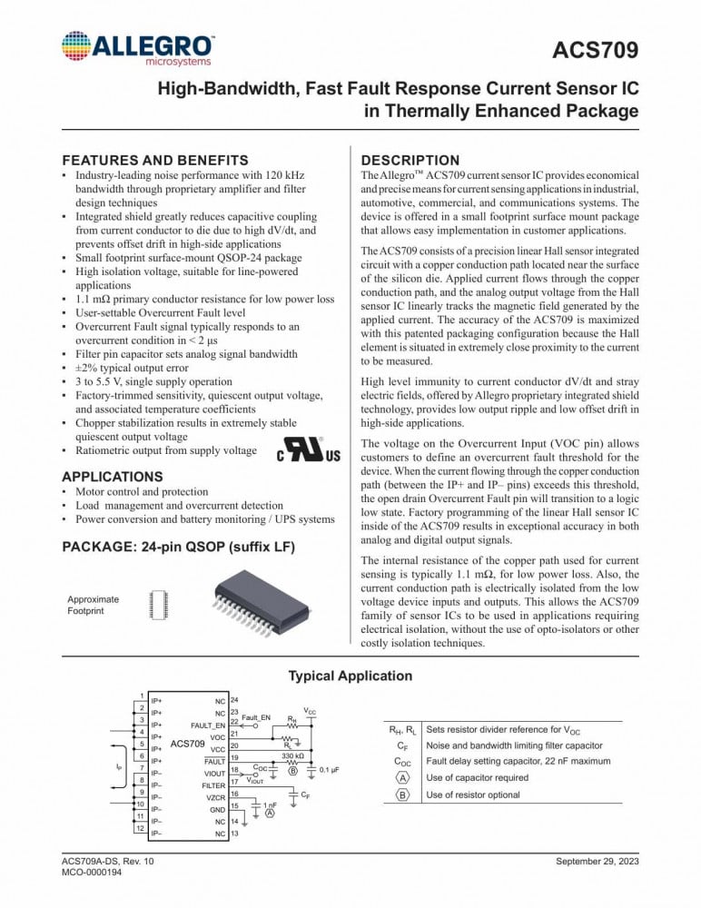 ACS709 datasheet page 1