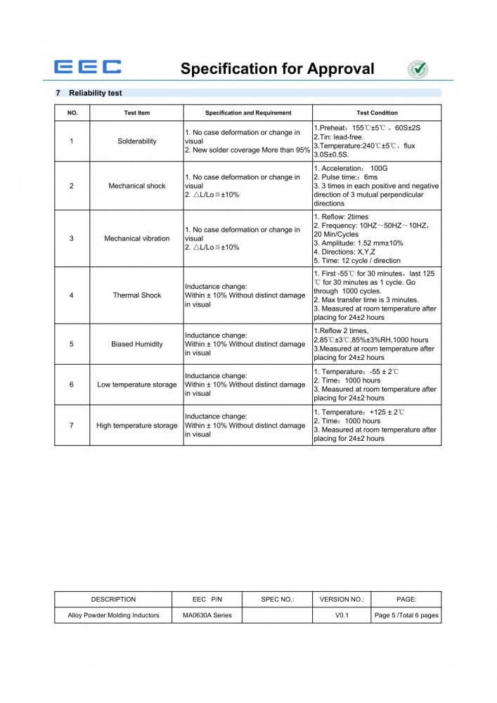 EEC MA0630A specification page 6
