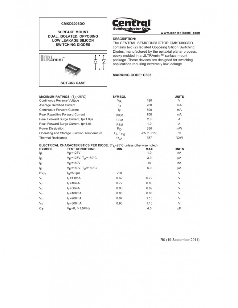 CMKD3003DO technical document page 1