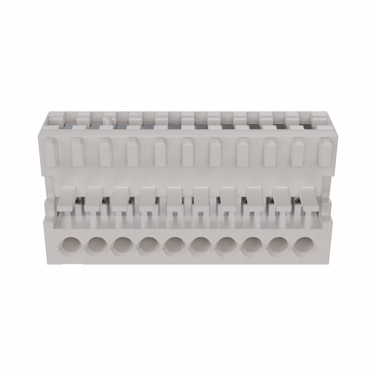 Appli-Mate RAST 2.5 IDT Housing, 2.50mm Pitch, Female, 10 Circuits, Beaded Terminal, All Position Keys, Slotted Endwalls, Polarizing Rib Between Circuits 2 & 3 for sale
