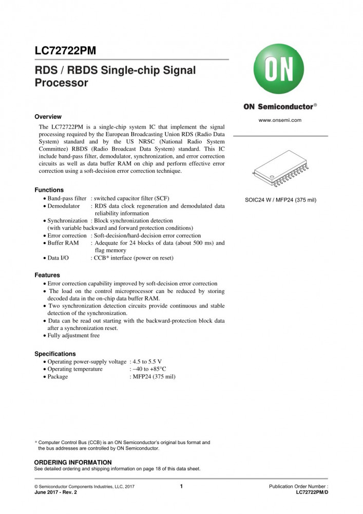 LC72722PM datasheet page 2