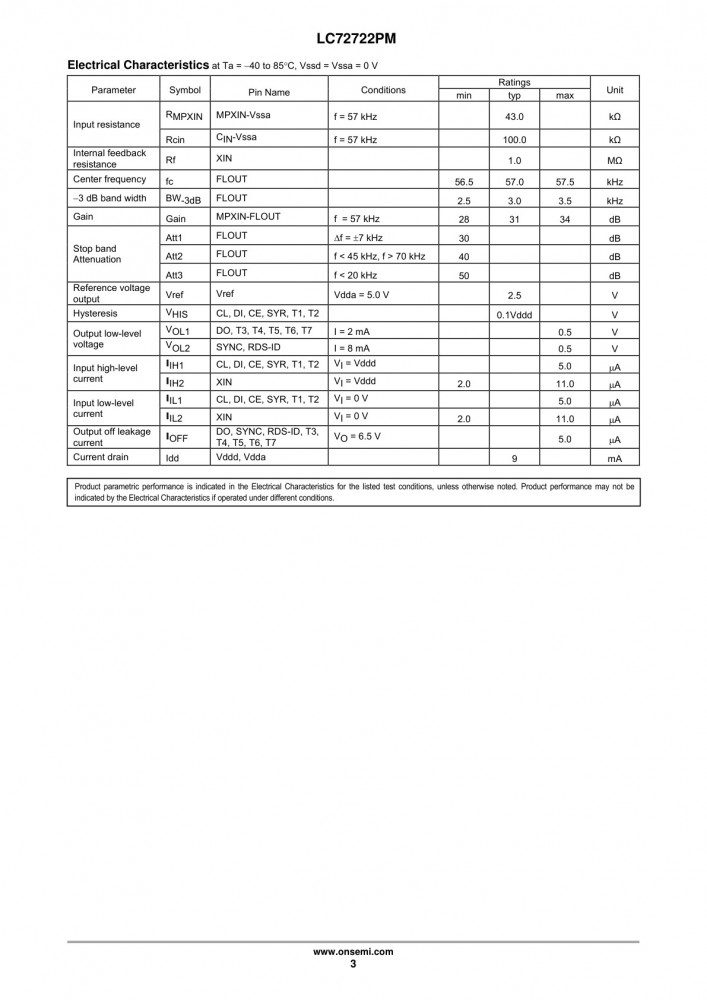 LC72722PM datasheet page 4