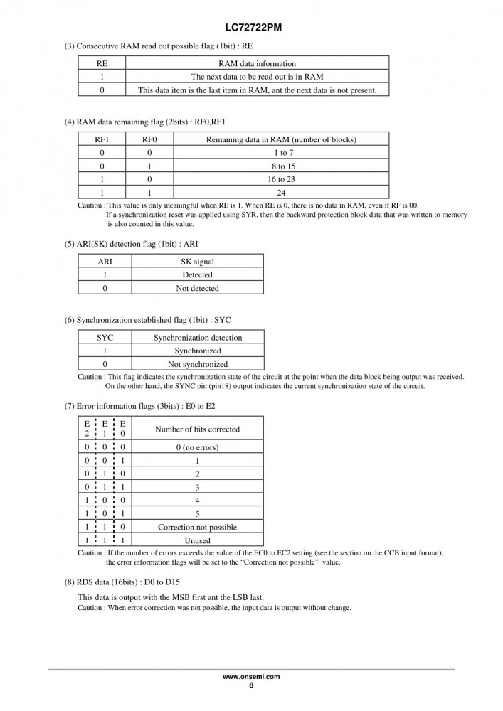 LC72722PM datasheet page 9