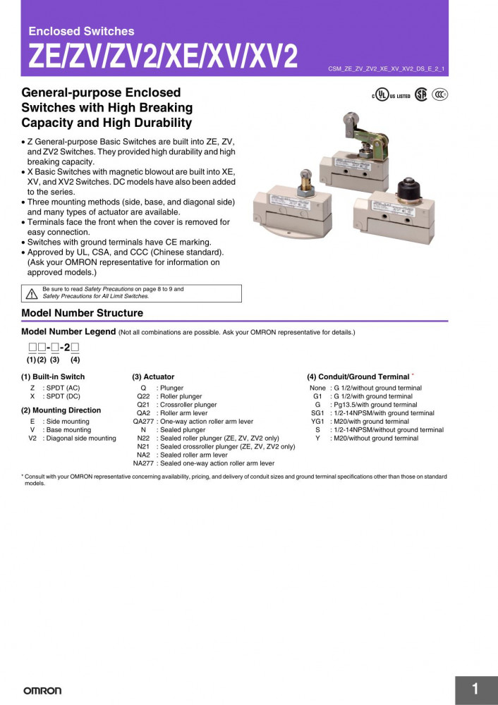 OMRON ZV-Q-2 document page 1