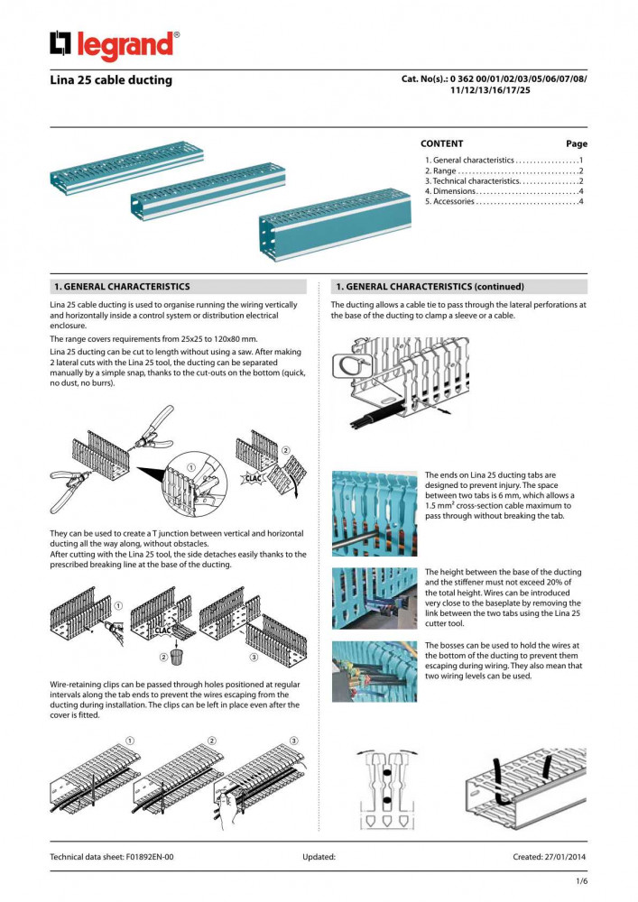 Legrand Lina 25 product documentation, page 1