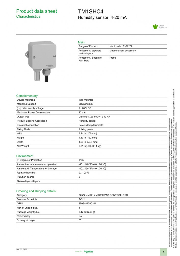 TM1SHC4 technical document page 1