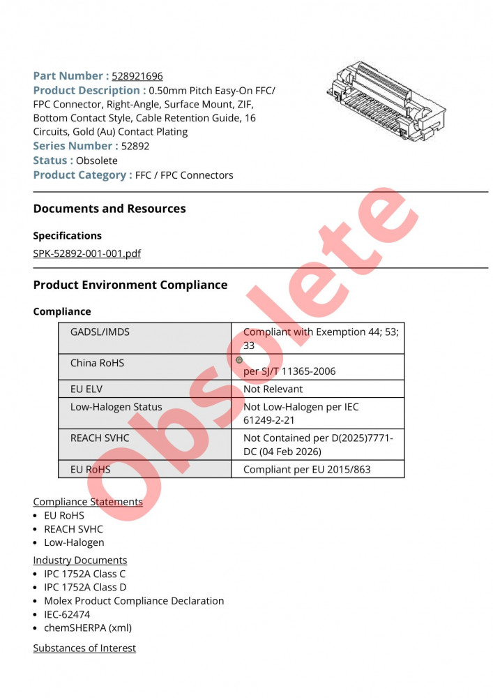 MOLEX 528921696 technical document image 1