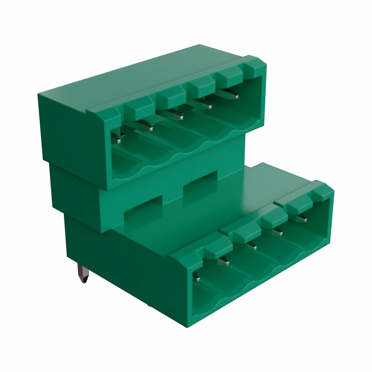 5.00mm Pitch Eurostyle Horizontal Dual Level PCB Header, Closed Ends, Green Housing, 10 Circuits for sale