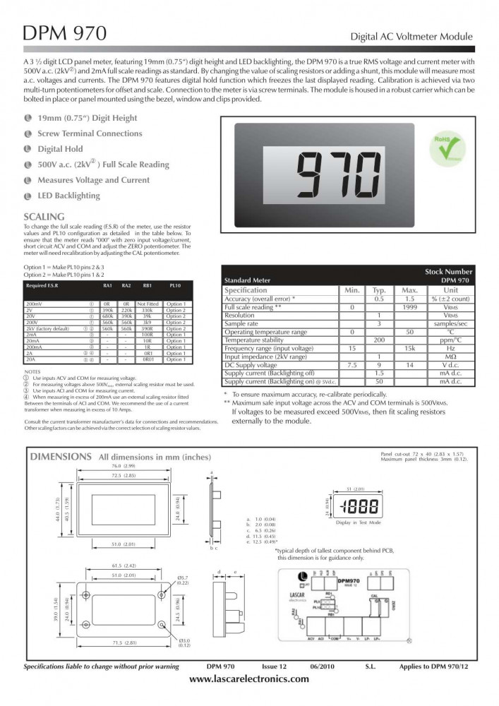 DPM 970 technical document page 1