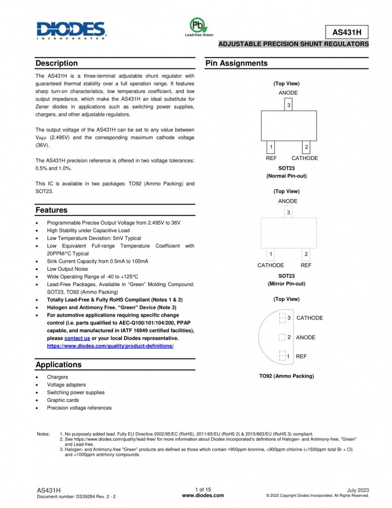 AS431H datasheet page 1