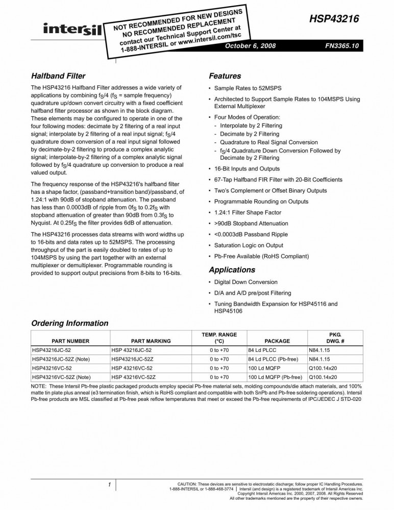 HSP43216 document page 1