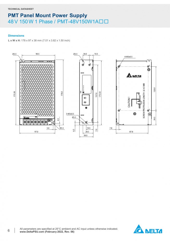 DELTA PMT-48V150W1AA datasheet page 6