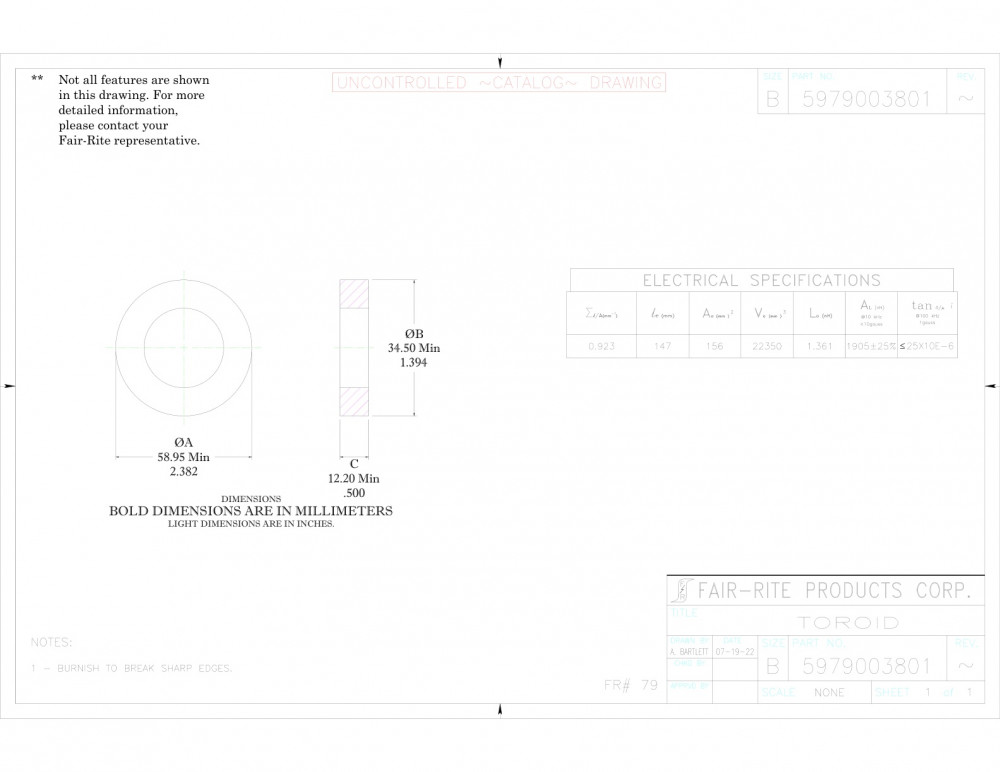 Fair-Rite 5979003801 technical drawing preview