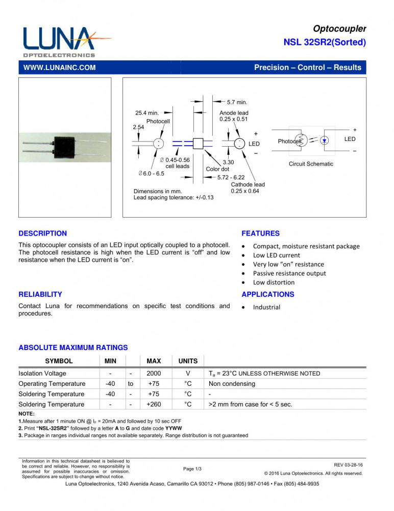 NSL-32SR2 technical document page 1