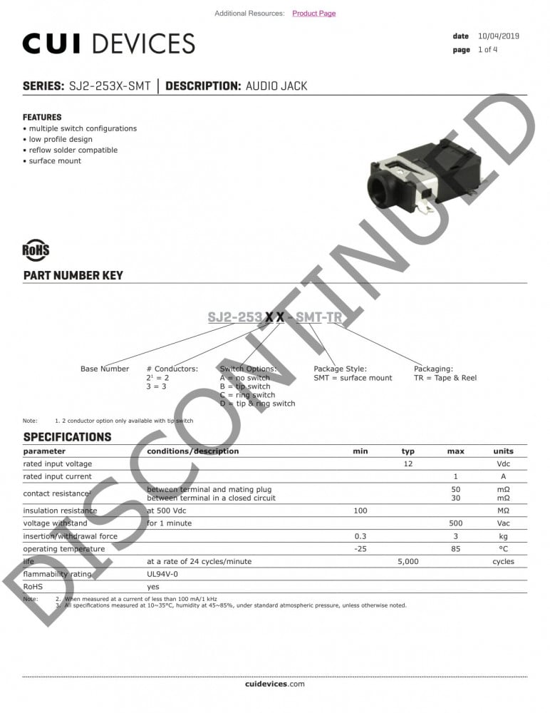 SJ2-2533D-SMT-TR datasheet page 1
