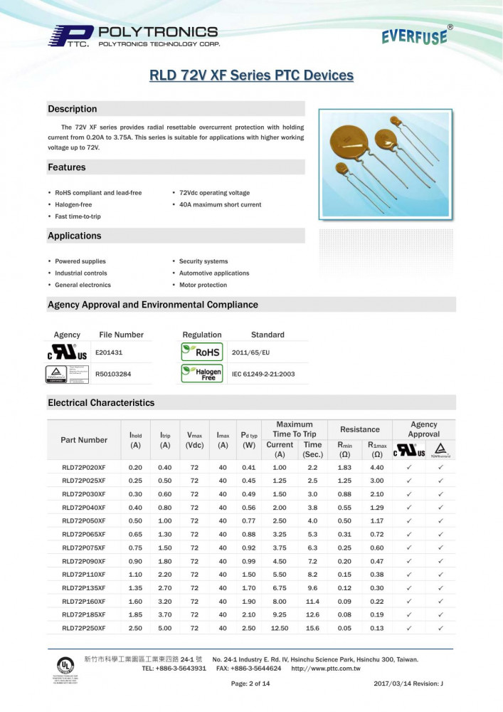 RLD 72V XF datasheet page 2