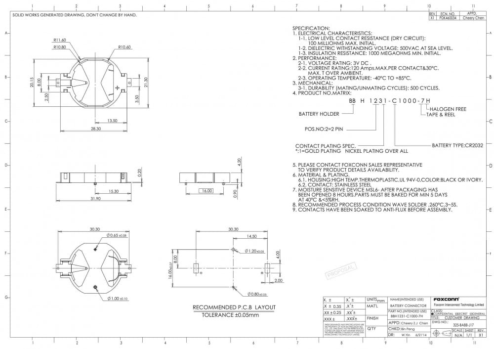 FOXCONN BBH1231-C1000-7H customer drawing