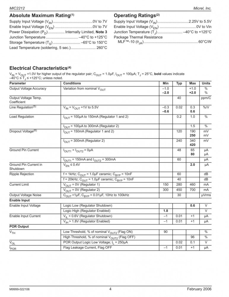 MIC2212 datasheet page 4