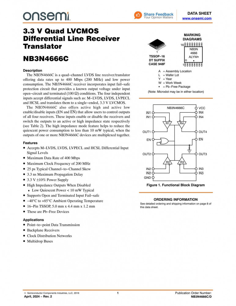 NB3N4666C datasheet page 1