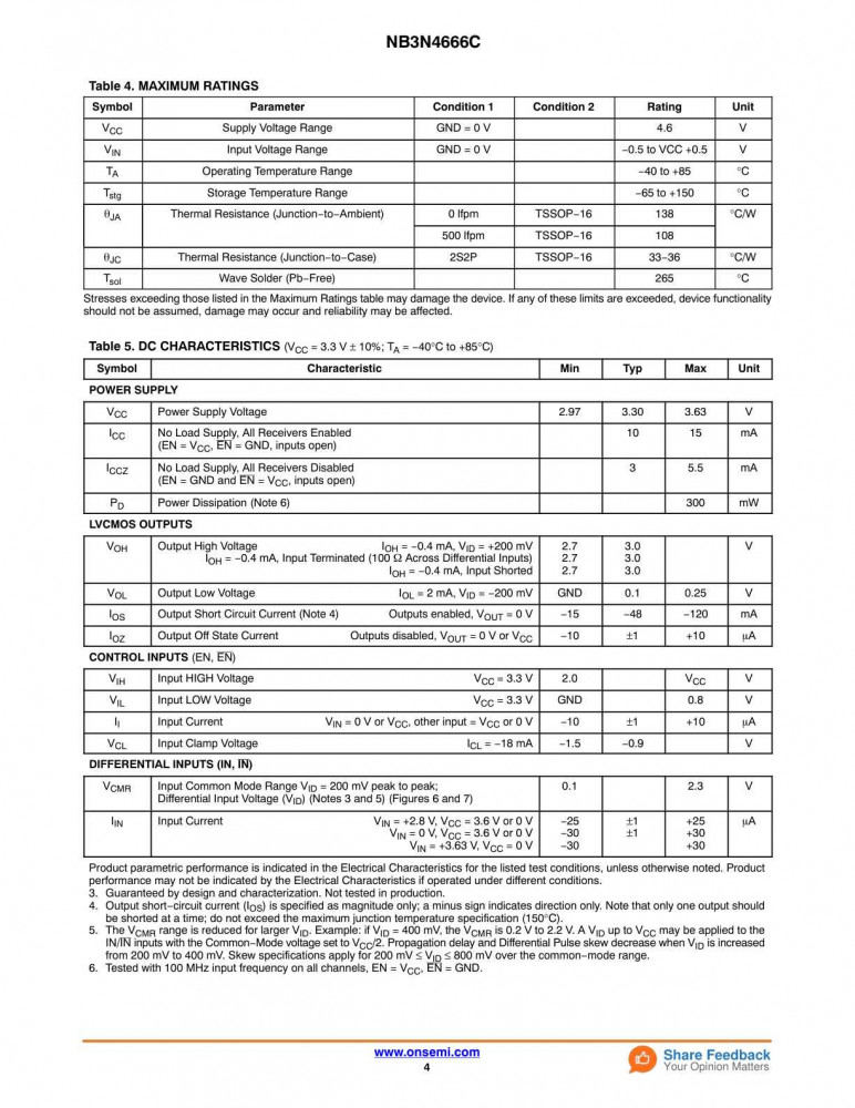 NB3N4666C datasheet page 4