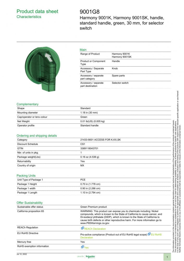 9001G8 technical document page 1
