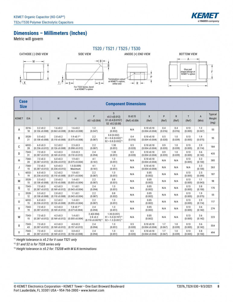 KEMET T520 T530 datasheet page 8