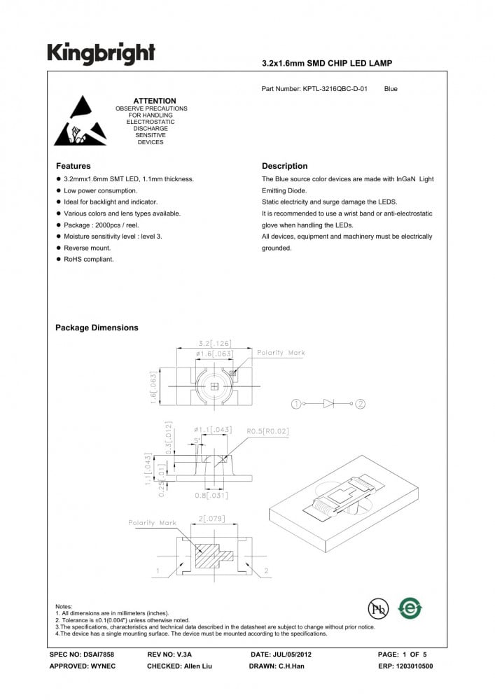 KPTL-3216QBC-D-01 datasheet page 1