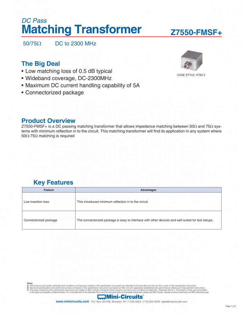 Z7550-FMSF+ datasheet page 1