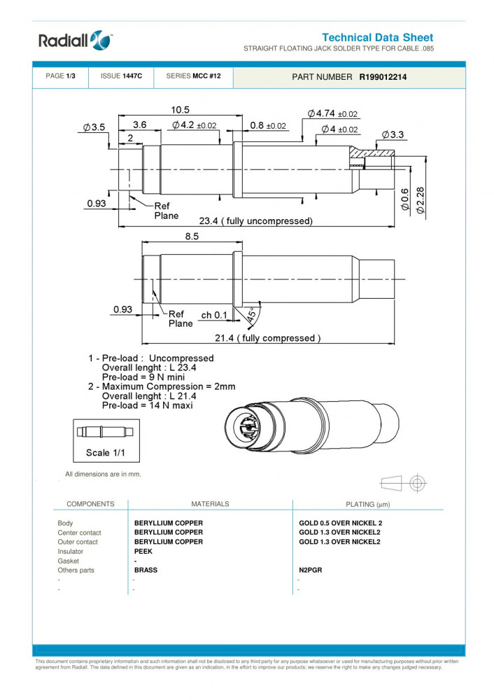 Radiall R199012214 datasheet page 1
