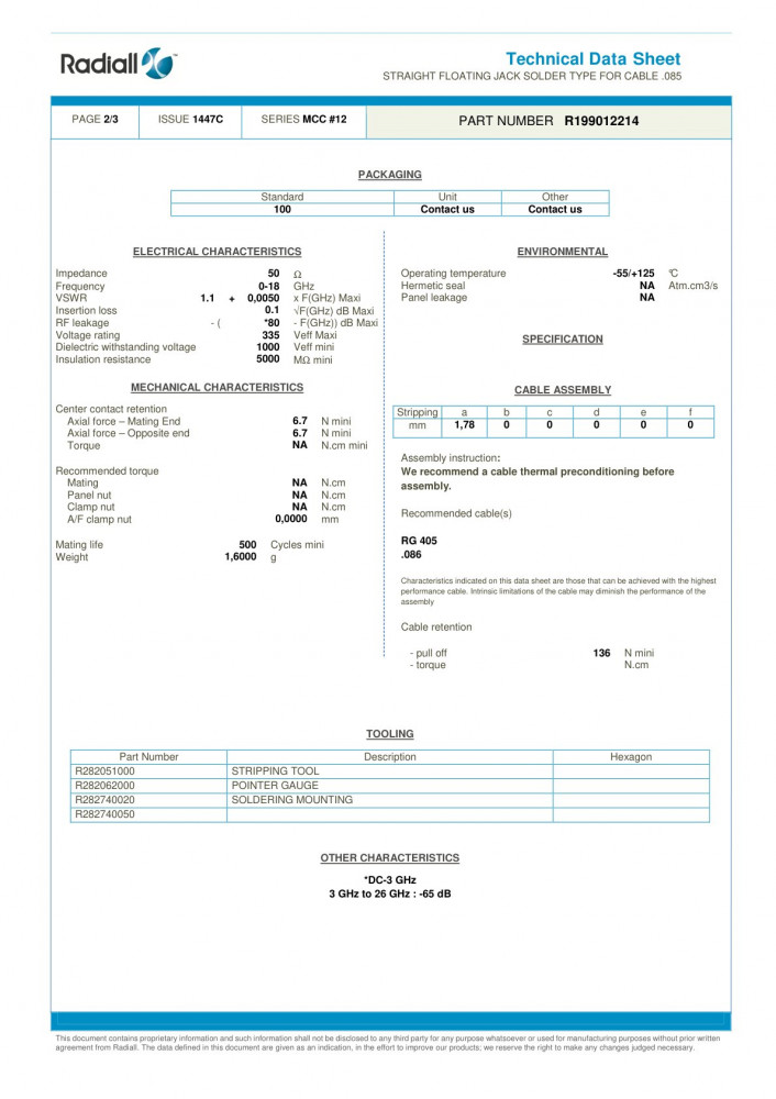 Radiall R199012214 datasheet page 2