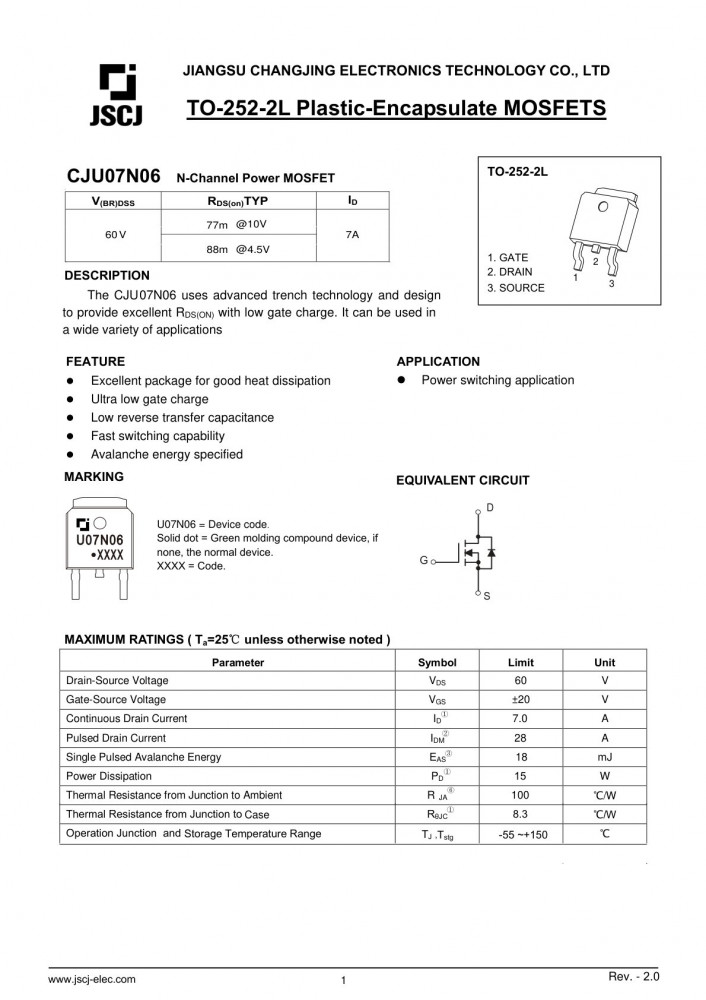 CJU07N06 datasheet page 1