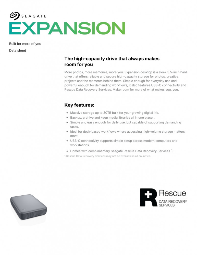 Seagate Expansion Desktop product sheet image 1
