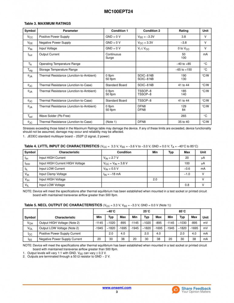 MC100EPT24 technical document page 3