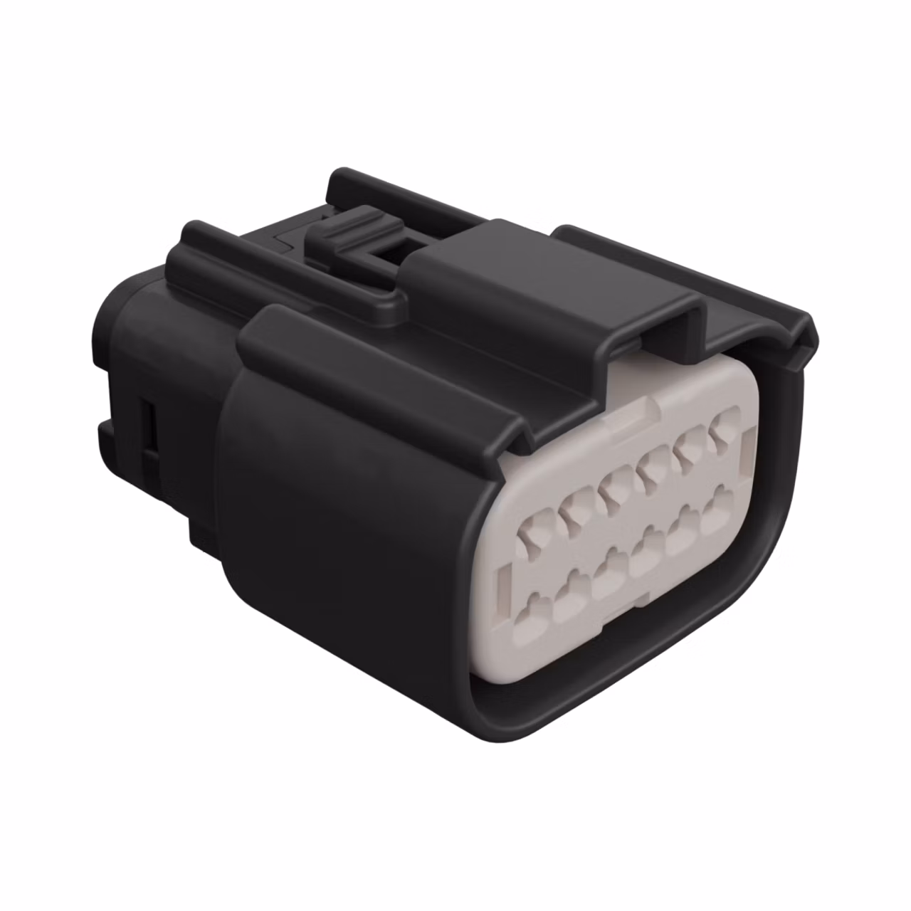 MX150 Mat-Sealed Female Connector Assembly, Dual Row, 12 Circuits, Keying Option C, without Connector Position Assurance, with Clip-Slot, Dark Gray for sale
