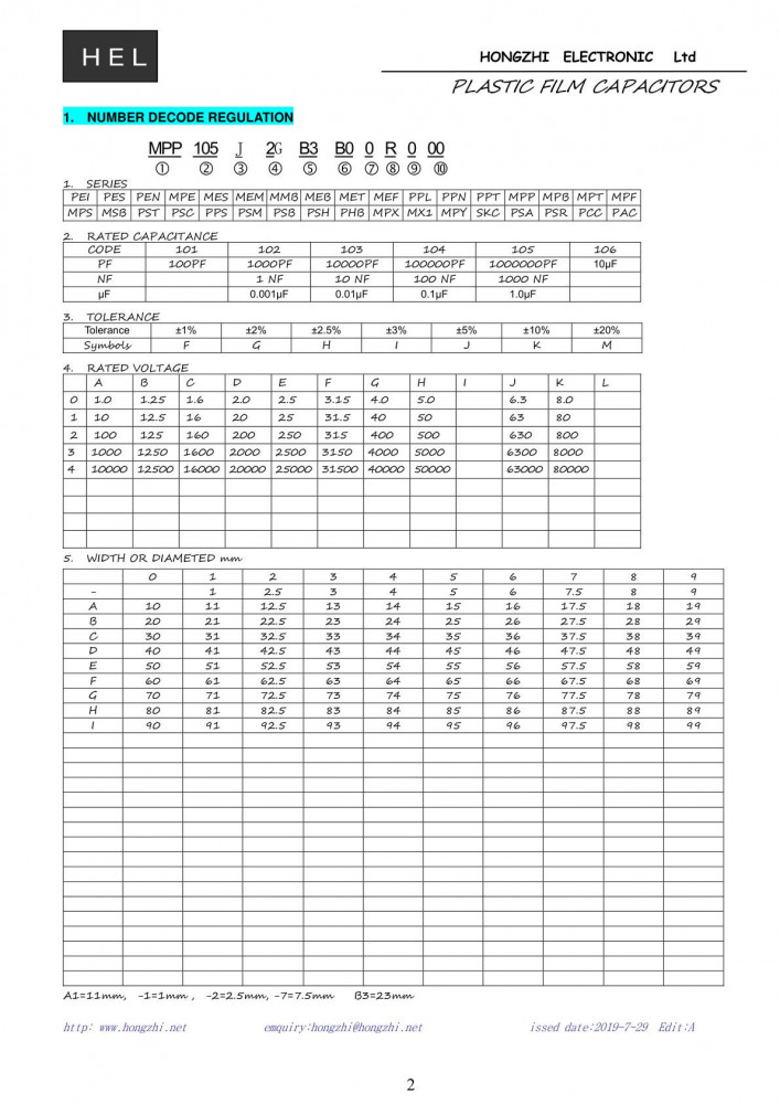 Hongzhi MPP capacitor specification page 3